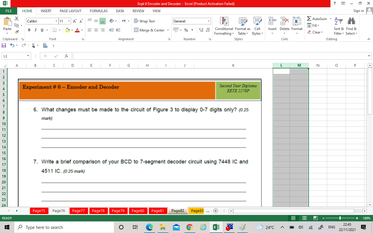 Solved X] Expt 6 Encoder and Decoder - Excel (Product | Chegg.com