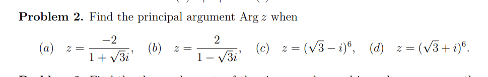 Solved Find the principle Arg of Z for a, b, c and d | Chegg.com