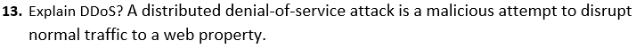 Solved 13. Explain DDoS? A distributed denial-of-service | Chegg.com
