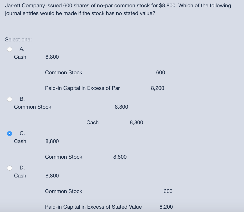 Solved Jarrett Company issued 600 shares of no-par common | Chegg.com