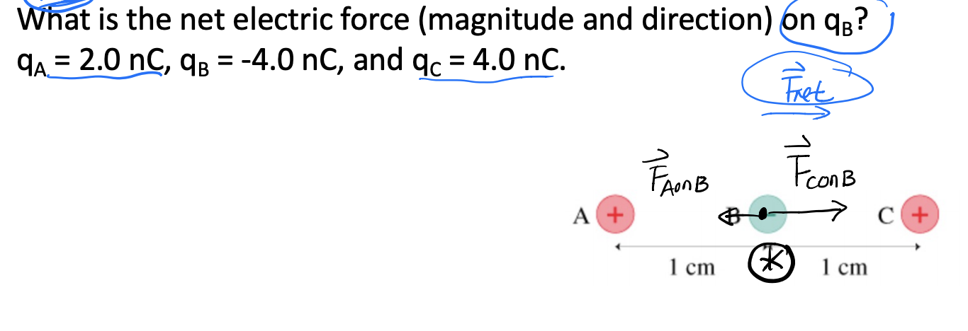 Solved What is the net electric force (magnitude and | Chegg.com