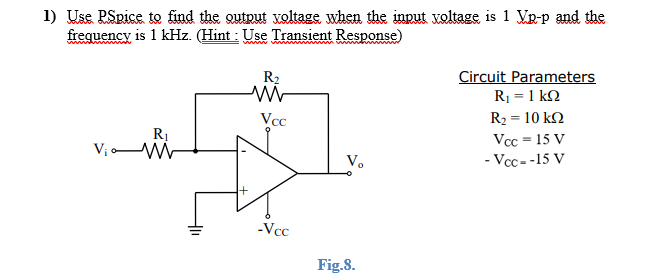 Solved Use PSpice to ﻿find the output voltage when the input | Chegg.com