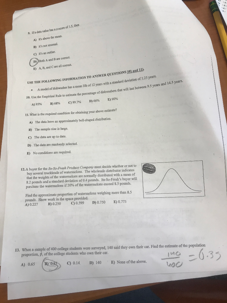 Solved 9. Ifa data value has a z-score of 1.5, then A) it's | Chegg.com
