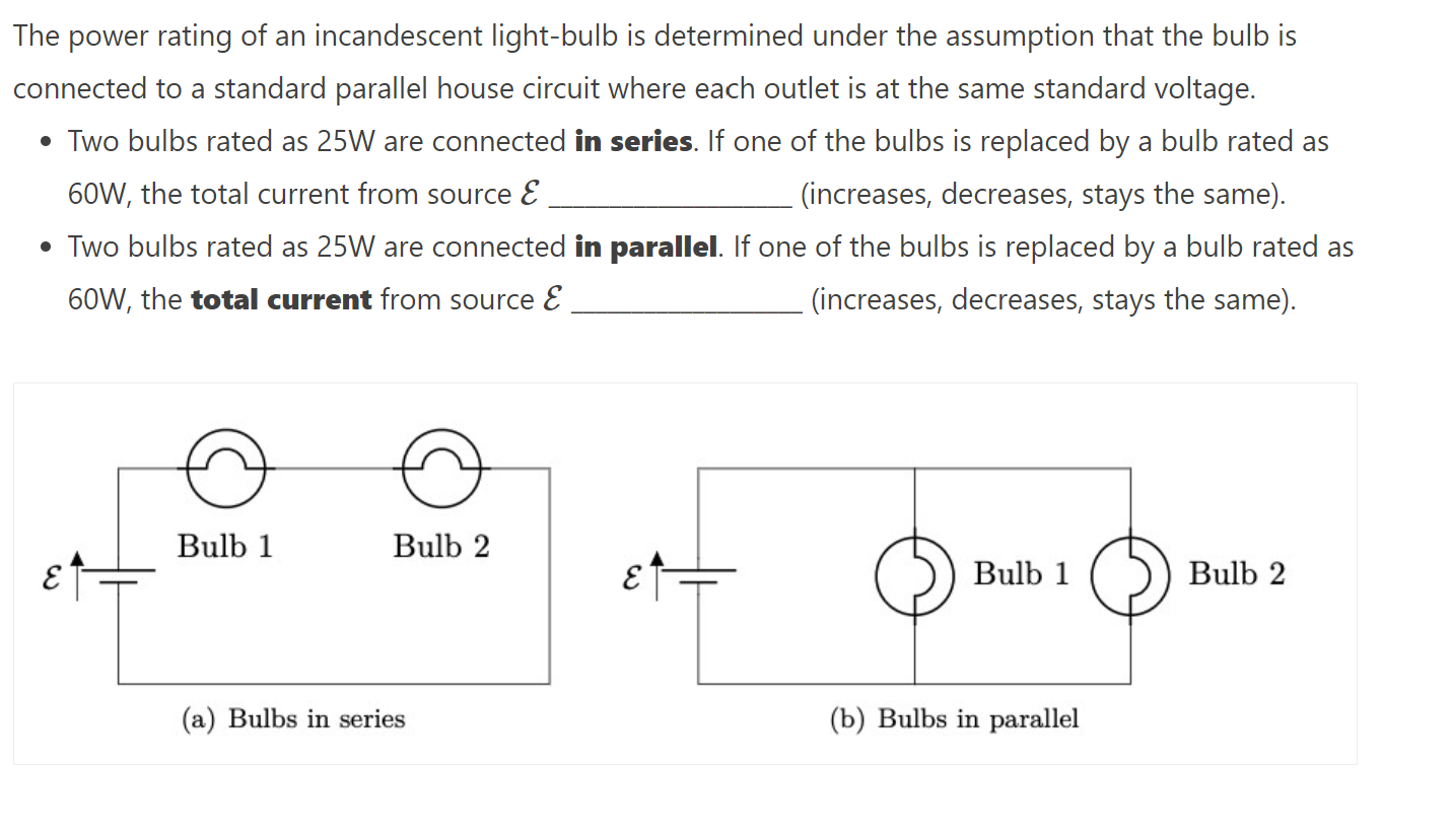 Solved The power rating of an incandescent light-bulb is | Chegg.com