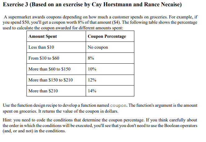 Solved Exercise 3 (Based on an exercise by Cay Horstmann and | Chegg.com