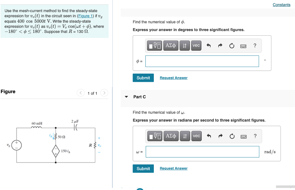Solved Constants Use the mesh-current method to find the | Chegg.com
