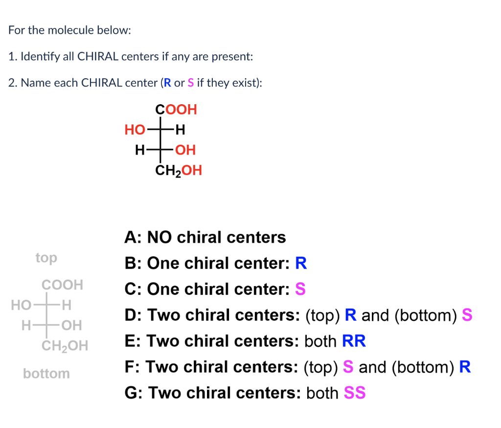 Solved For the molecule below: 1. Identify all CHIRAL | Chegg.com