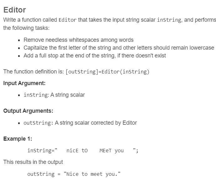 Solved Editor Write a function called Editor that takes the | Chegg.com