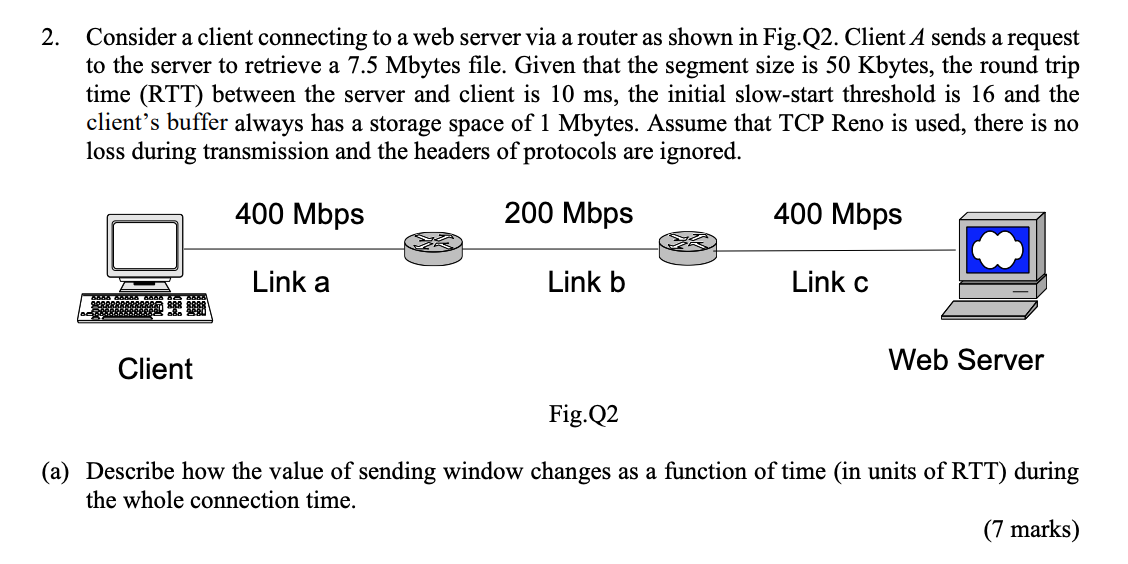 2. Consider a client connecting to a web server via a | Chegg.com
