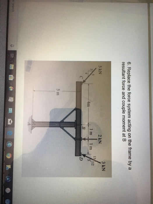 Solved 5. Replace the force system acting on the frame by a | Chegg.com