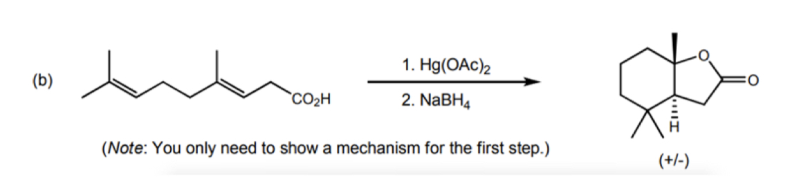 Solved b) 2. NaBH4 1. Hg(OAc)2 (Note: You only need to show | Chegg.com