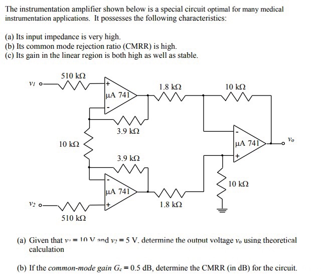 Solved The instrumentation amplifier shown below is a | Chegg.com Solved The instrumentation amplifier shown below is a | Chegg.com