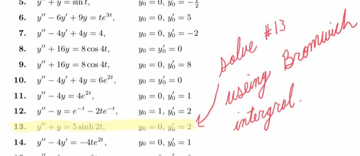Solved Solve #13 using Bromwich integral aka inverse laplace | Chegg.com