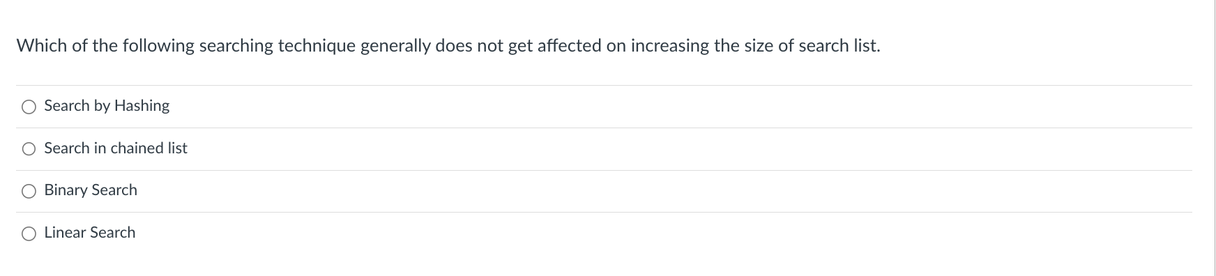 Solved Which of the following searching technique generally | Chegg.com