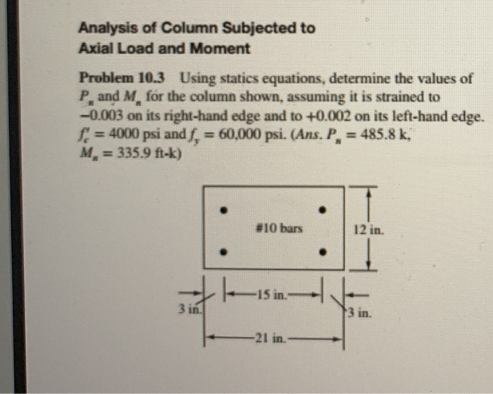 Solved Analysis of Column Subjected to Axial Load and Moment | Chegg.com