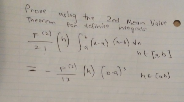 Solved Prove Theorem using for the 2nd Mean Value o definite | Chegg.com