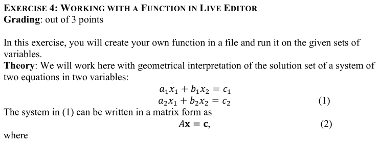 Solved EXERCISE 4: WORKING WITH A FUNCTION IN LIVE EDITOR | Chegg.com