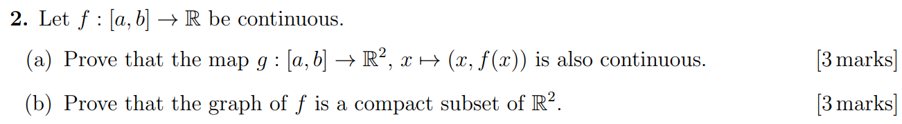 Solved 2. Let f:[a,b]→R be continuous. (a) Prove that the | Chegg.com