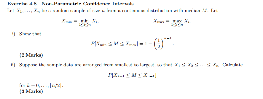 Solved Exercise 4.8 Non-Parametric Confidence Intervals Let | Chegg.com