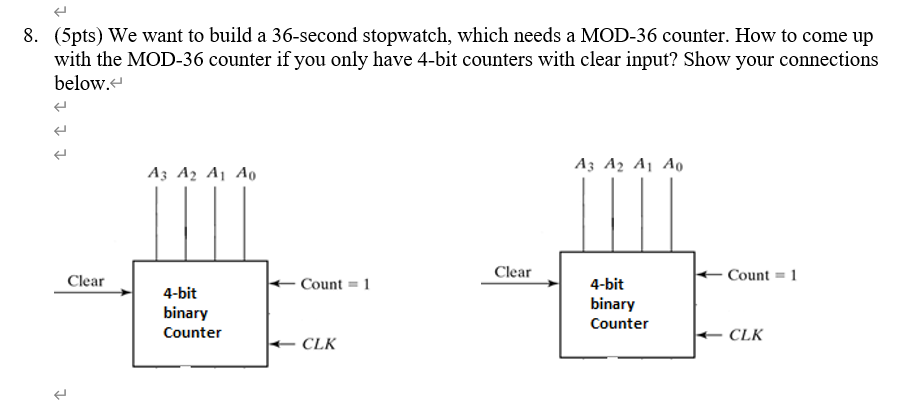 Solved 8. (5pts) We want to build a 36-second stopwatch, | Chegg.com