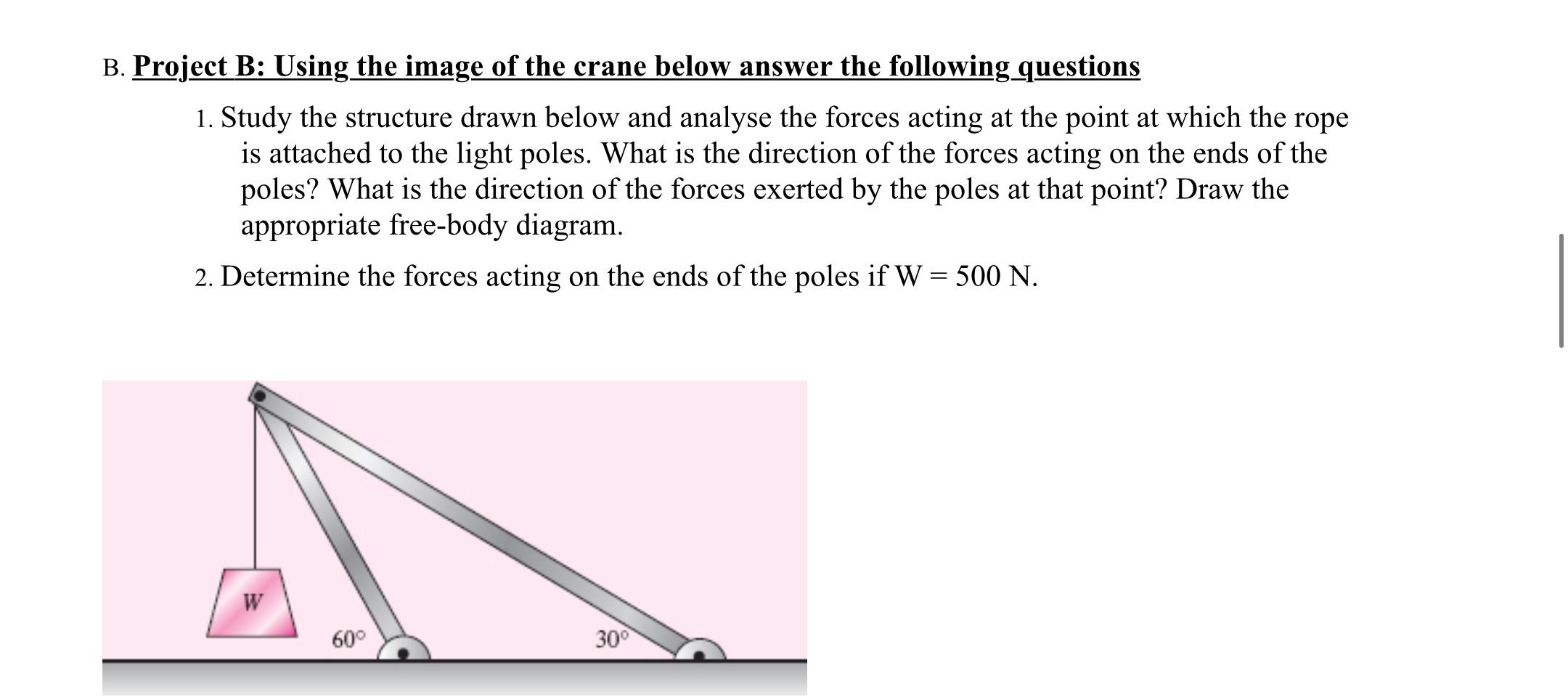 Solved B. Project B: Using the image of the crane below | Chegg.com