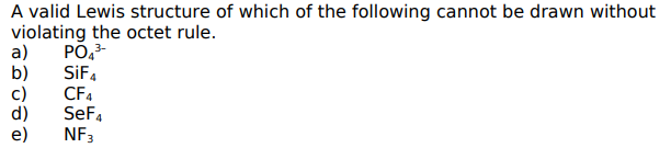 Solved A valid Lewis structure of ﻿which of ﻿the following | Chegg.com