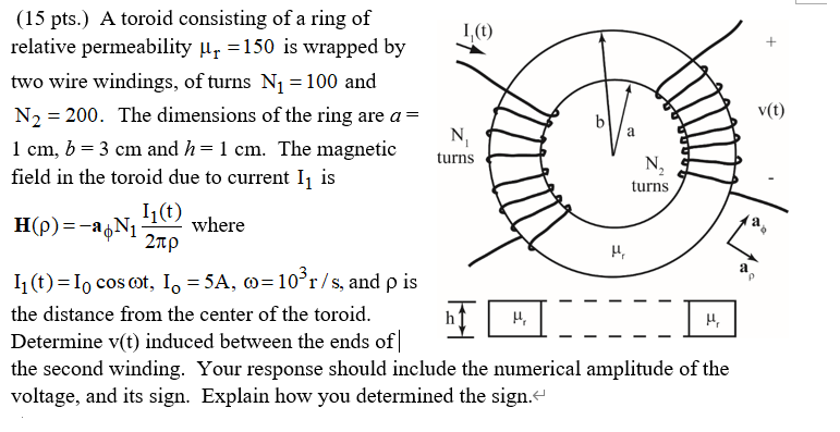 Solved A toroid consisting of a ring of relative | Chegg.com