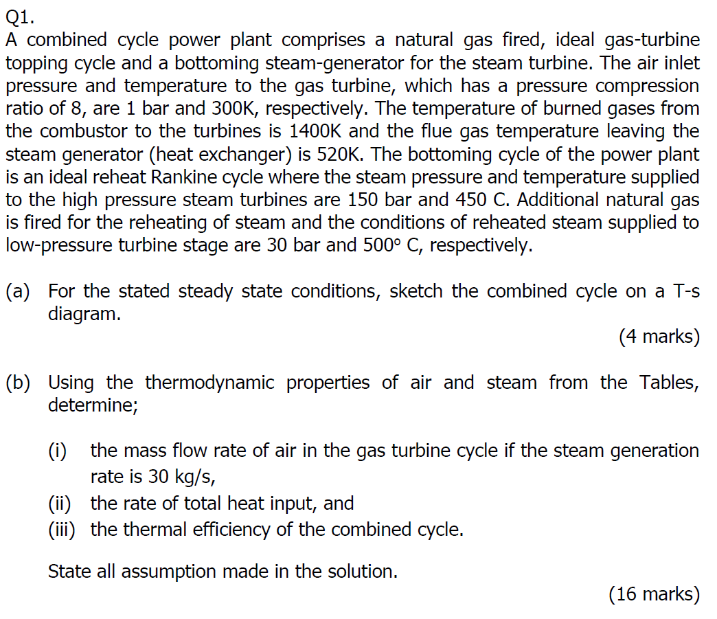 Solved Q1. A combined cycle power plant comprises a natural | Chegg.com Solved Q1. A combined cycle power plant comprises a natural | Chegg.com