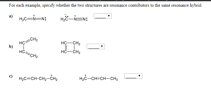 Solved For each example, specify whether the two structures | Chegg.com