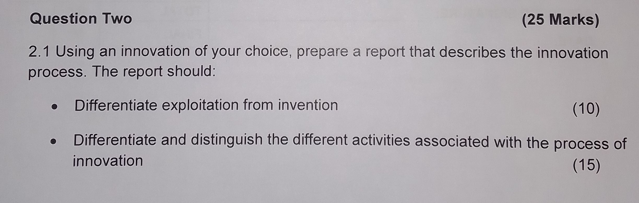 Solved Question Two(25 ﻿Marks)2.1 ﻿Using an innovation of | Chegg.com