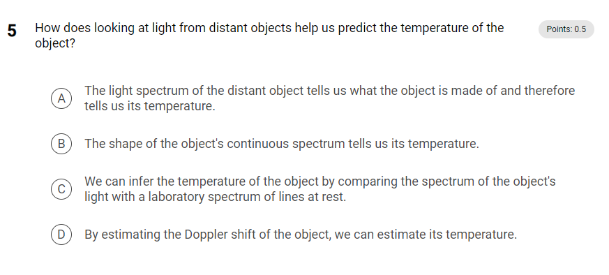 Solved 5 Points: 0.5 How does looking at light from distant | Chegg.com