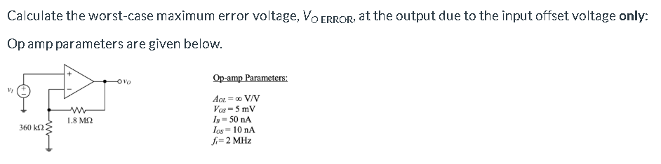 Solved Calculate the worst-case maximum error voltage, | Chegg.com