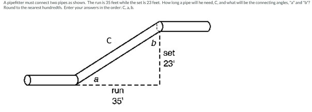 Solved A pipefitter must connect two pipes as shown. The run | Chegg.com