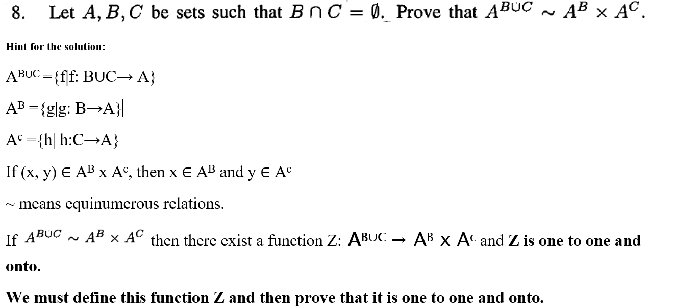 Solved 8. Let A, B, C be sets such that BAC = 0. Prove that | Chegg.com