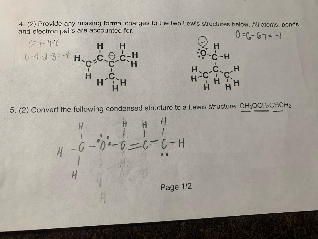 Solved 4. (2) Provide any missing formal charges to the two | Chegg.com