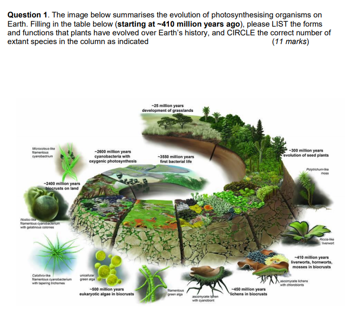 Solved Question 1. The image below summarises the evolution | Chegg.com