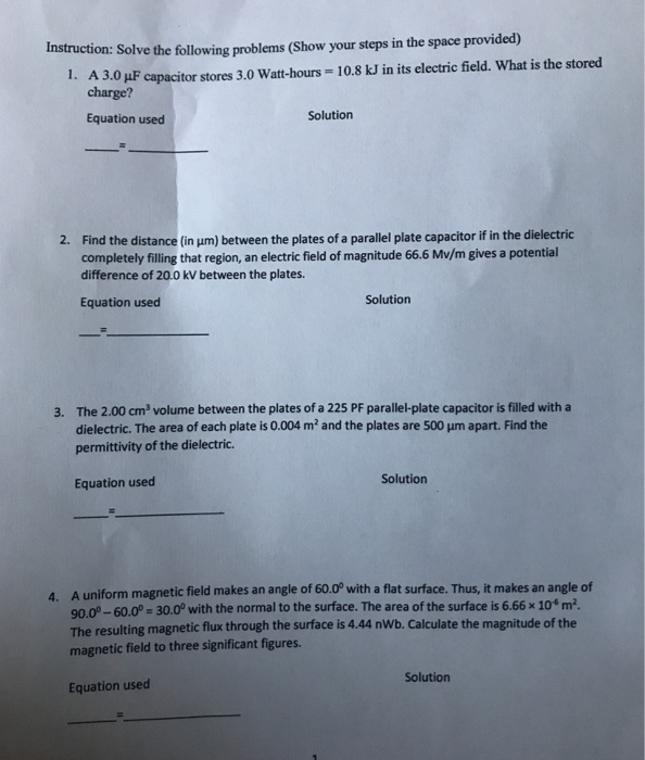 Solved Instructio n: Solve the following problems (Show your | Chegg.com