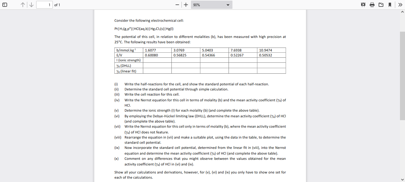 Solved 1 1 of 1 - + 90% Consider the following | Chegg.com