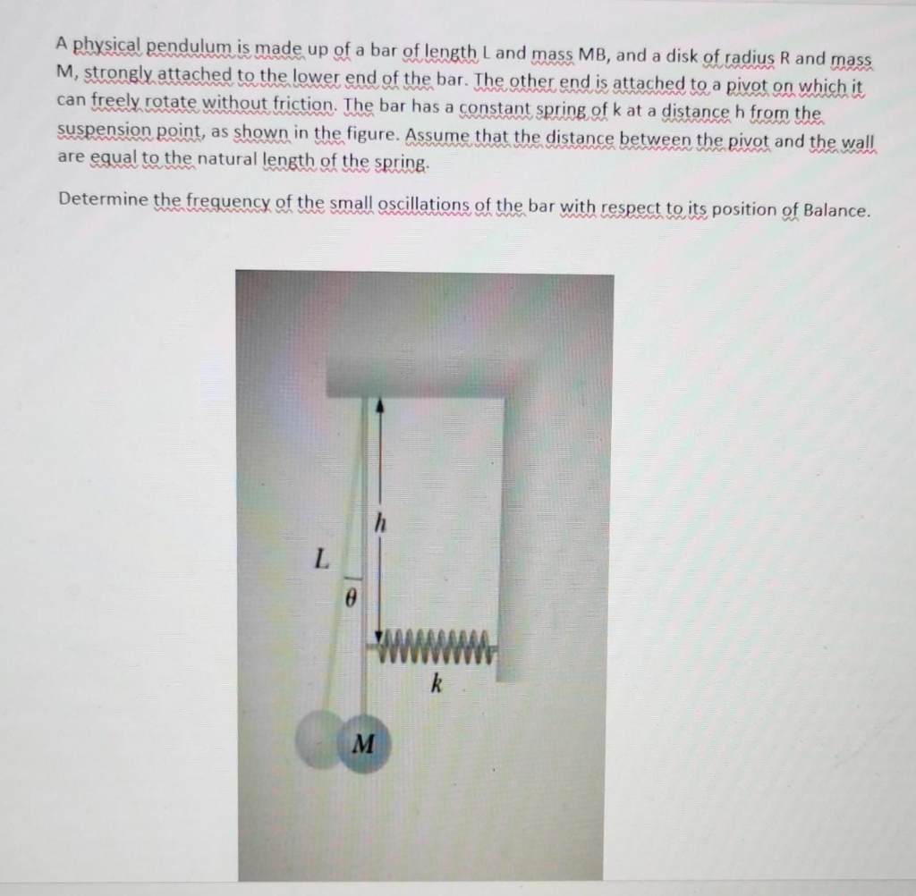 Solved A physical pendulum is made up of a bar of length L | Chegg.com