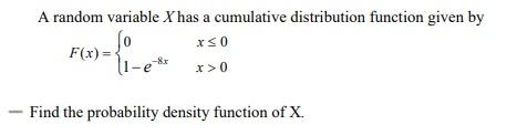 Solved A random variable X has a cumulative distribution | Chegg.com