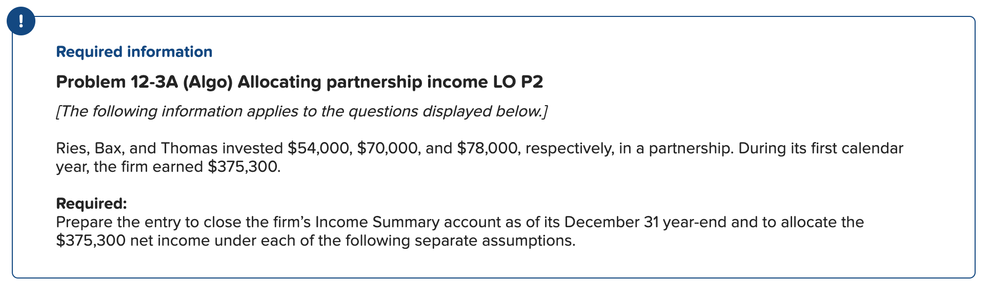 Solved ! Required information Problem 12-3A (Algo) | Chegg.com