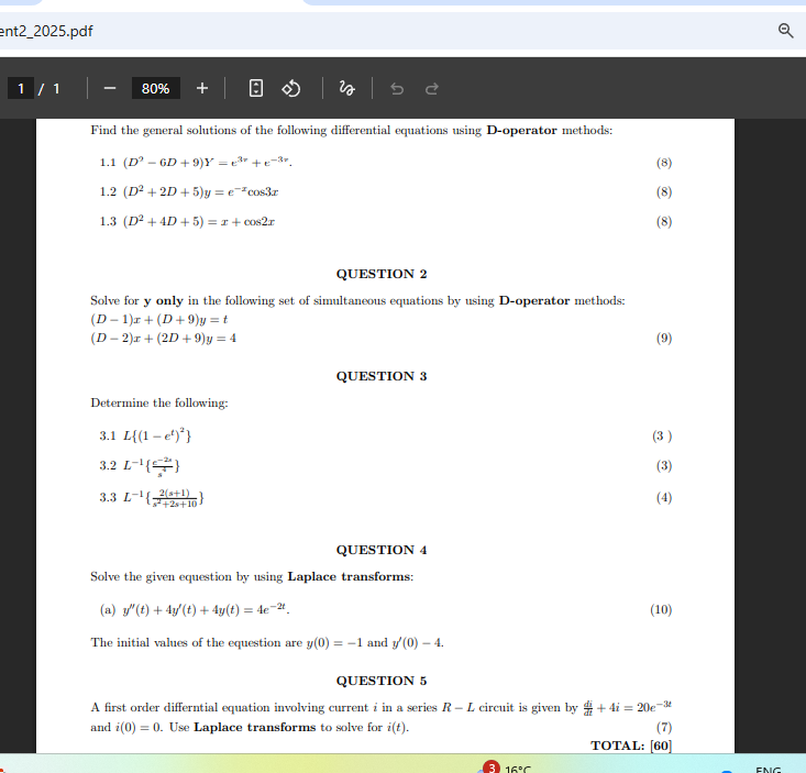 Solved Find the general solutions of ﻿the following | Chegg.com