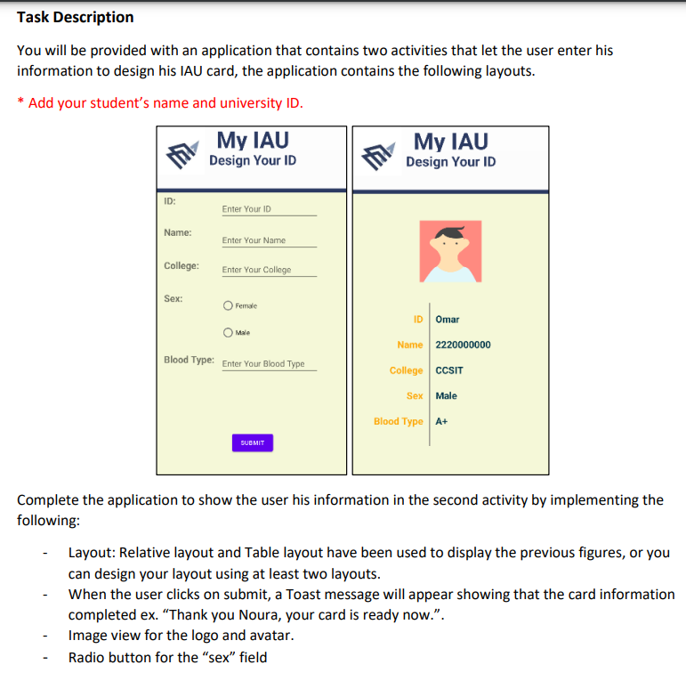 Solved You will be provided with an application that | Chegg.com