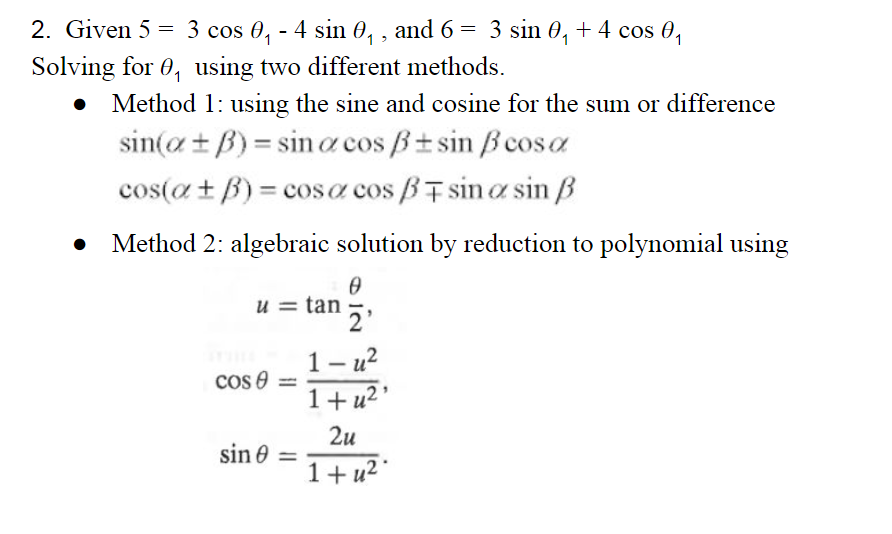 Solved 2. Given 5 3 cos θ1-4 sin θ! , and 6 3 sin θ! Solving | Chegg.com