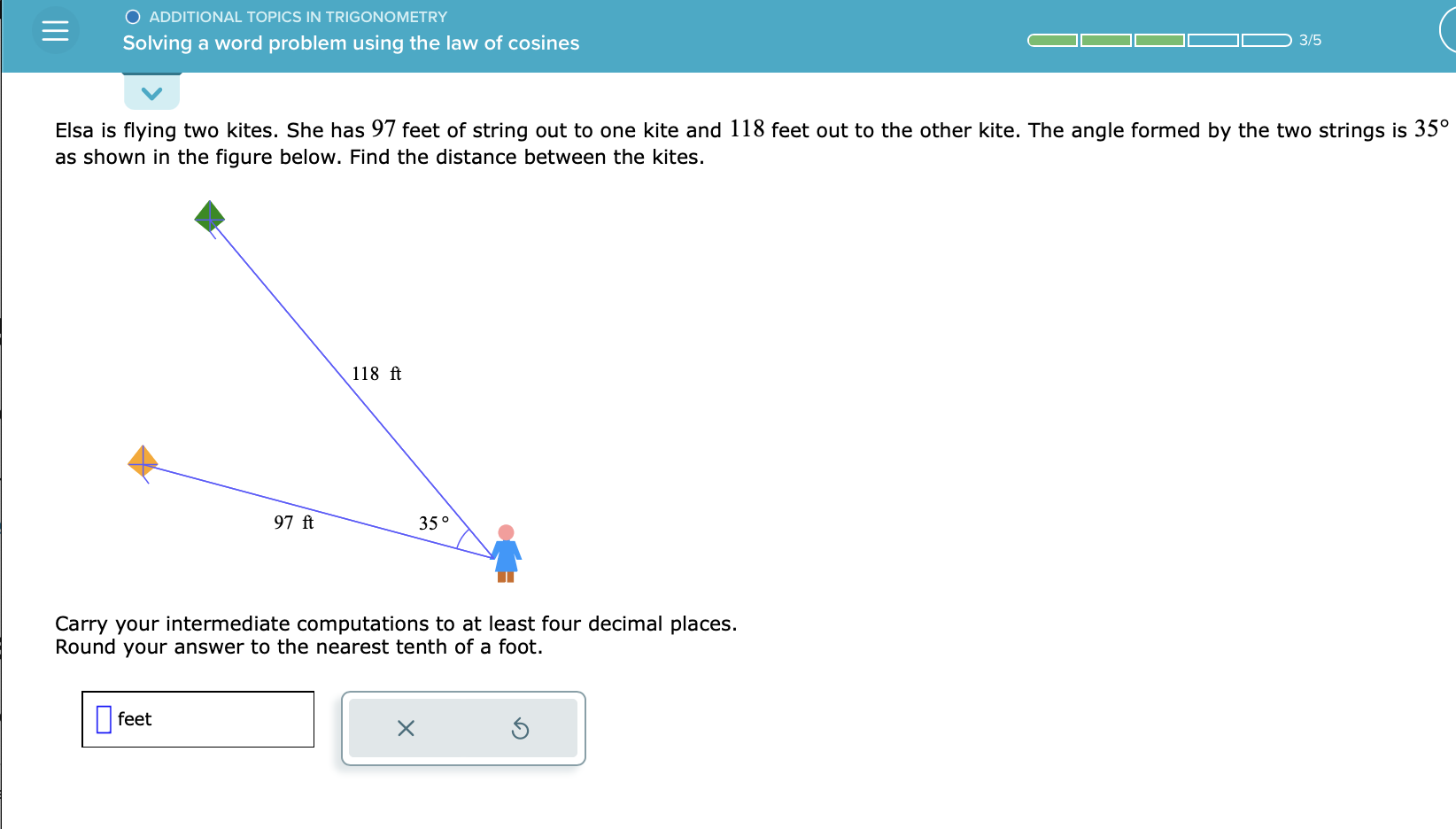 Solved Elsa is flying two kites. She has 97 feet of string | Chegg.com