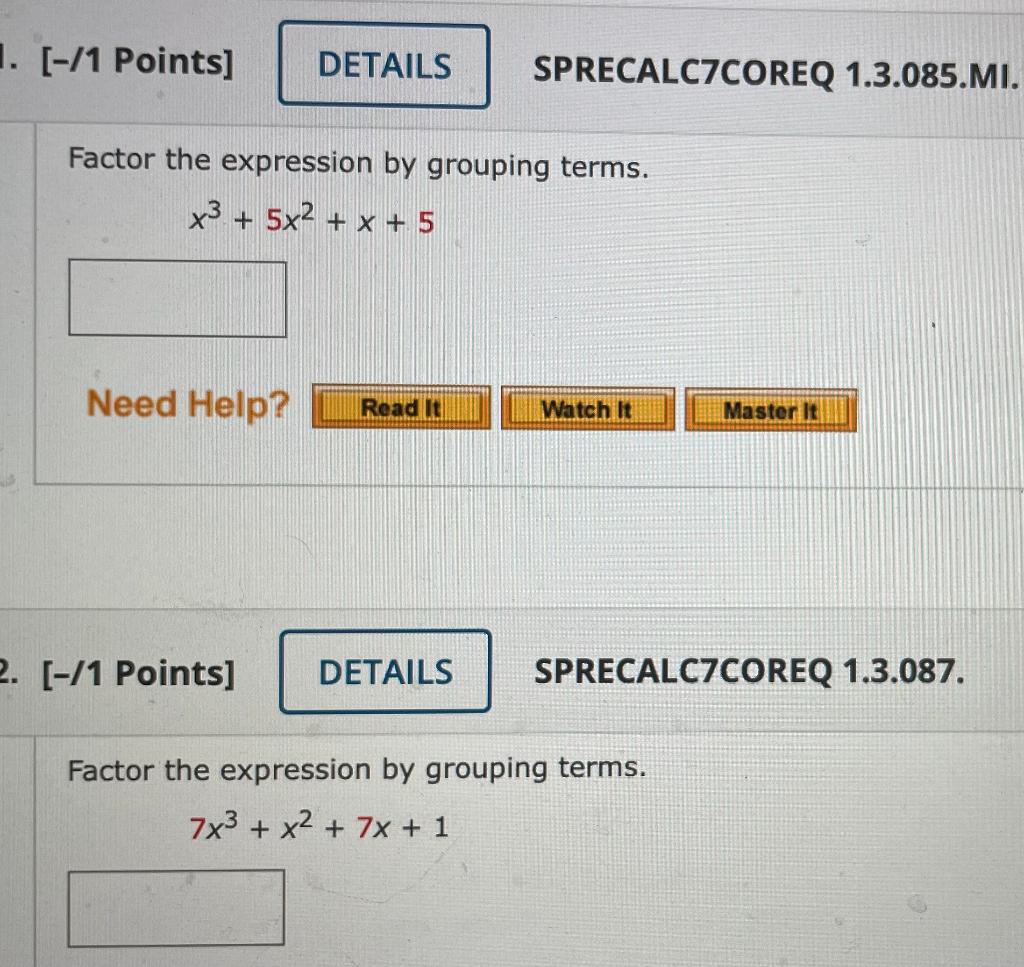 Solved Factor the expression by grouping terms. x3+5x2+x+5 | Chegg.com