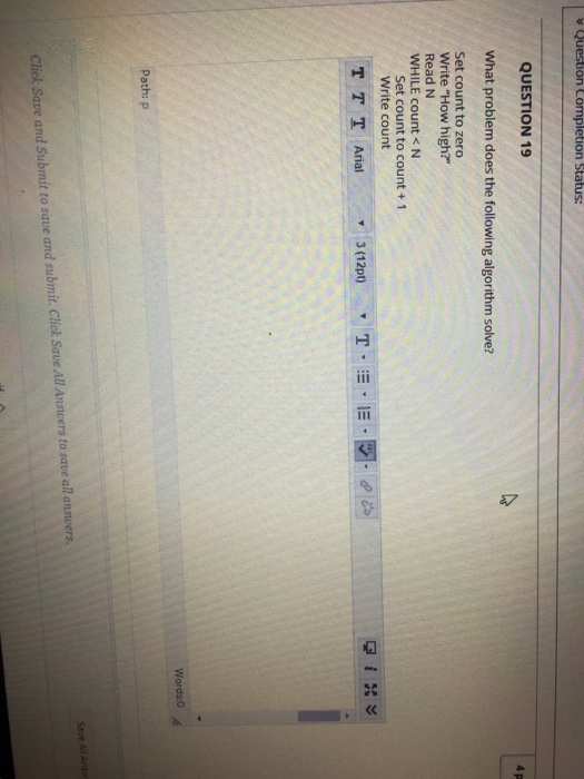 Solved Question Completion Status: QUESTION 19 What problem | Chegg.com