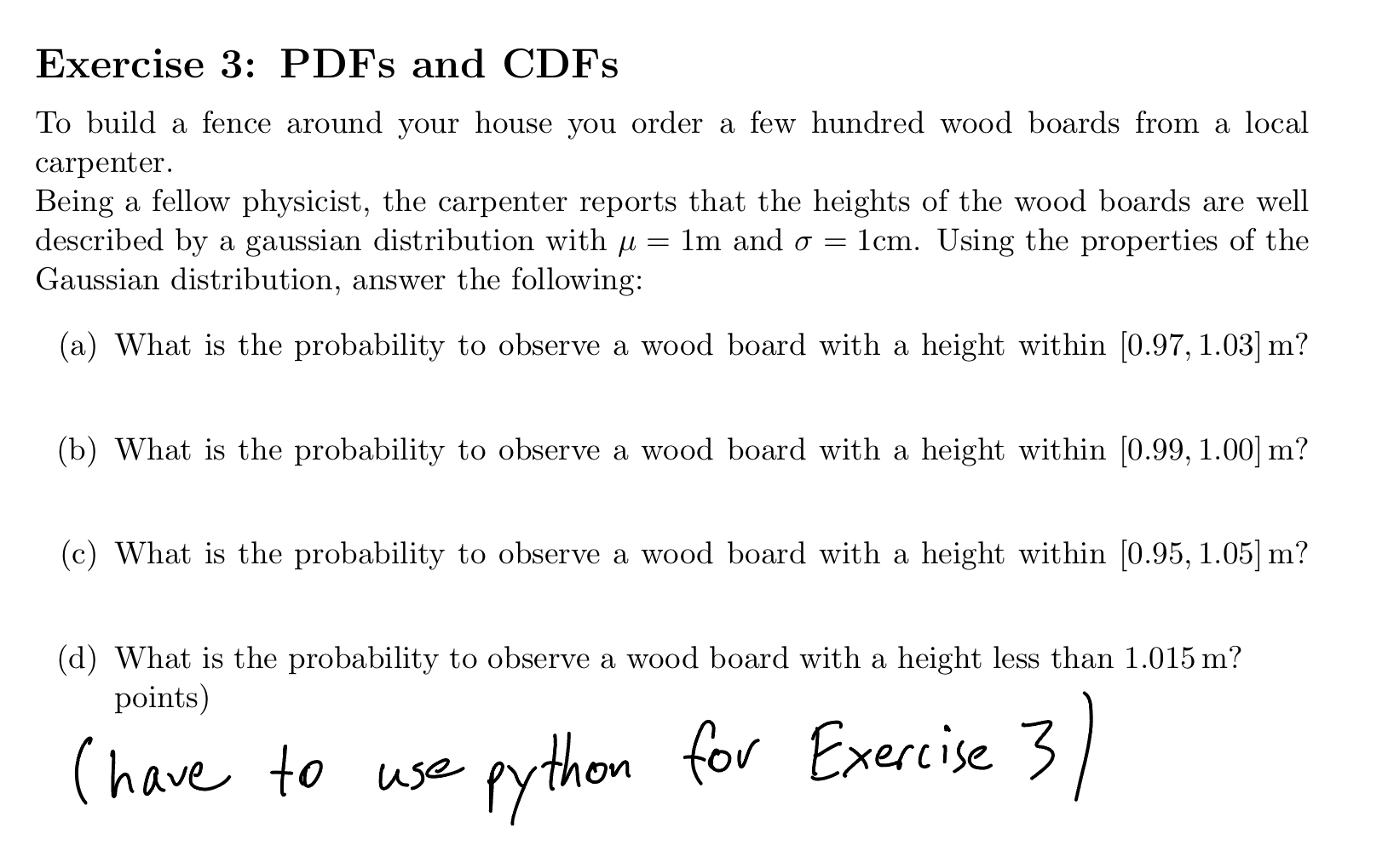 Solved Exercise 2: Uniform distribution (pen and paper) The | Chegg.com