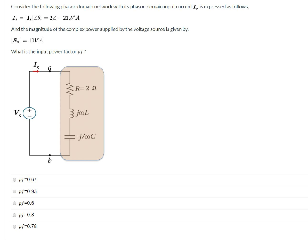 Solved Consider the following phasor-domain network with its | Chegg.com