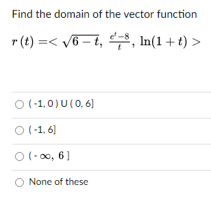 Solved Find the domain of the vector function | Chegg.com